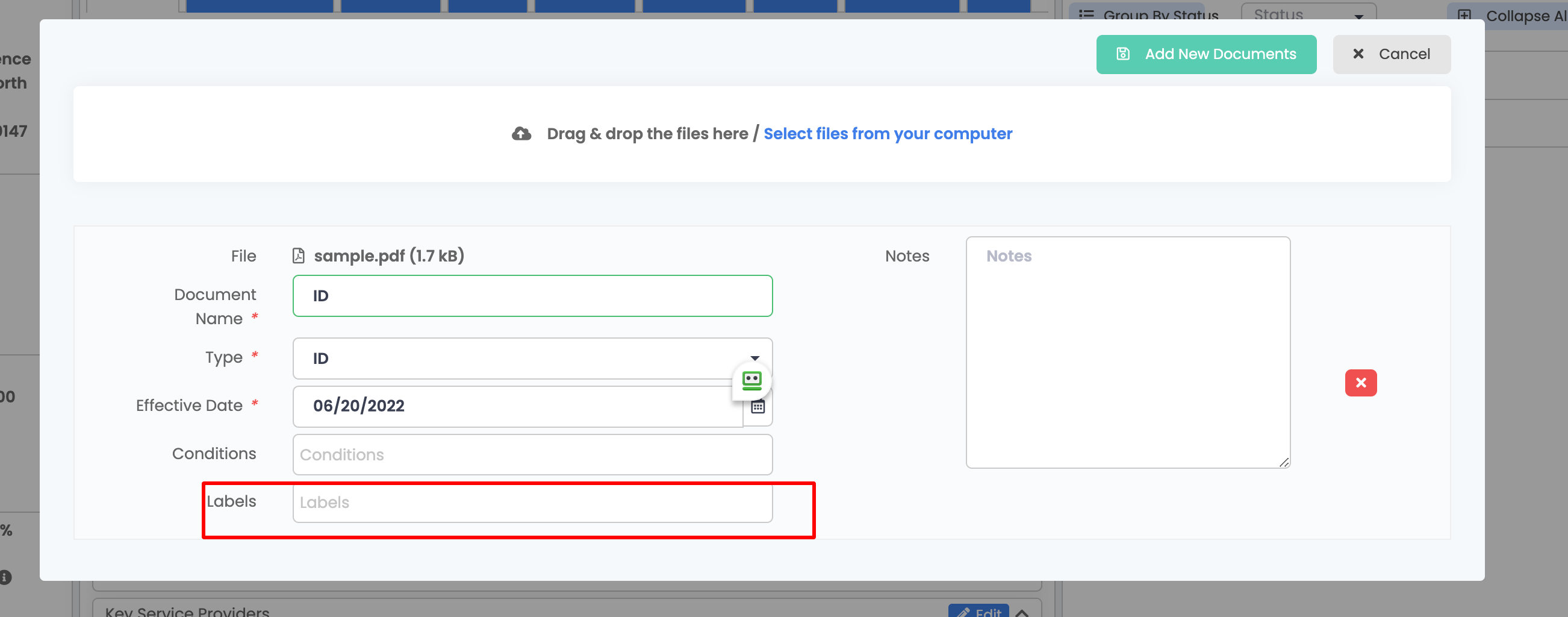 Loan Document Labels