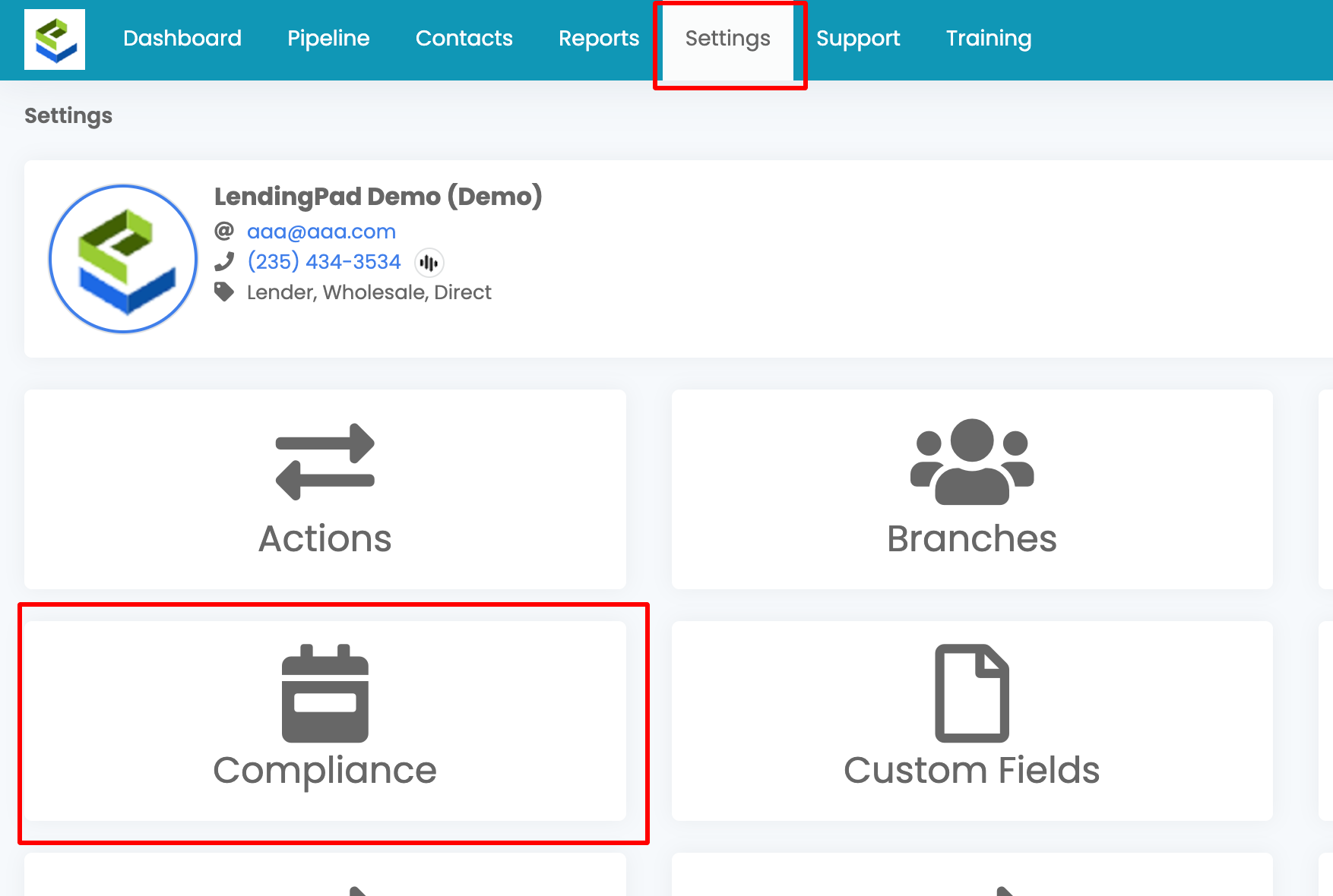 How to set the Compliance section?