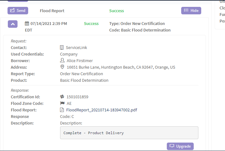 How to Setup ServiceLink Flood Report Action