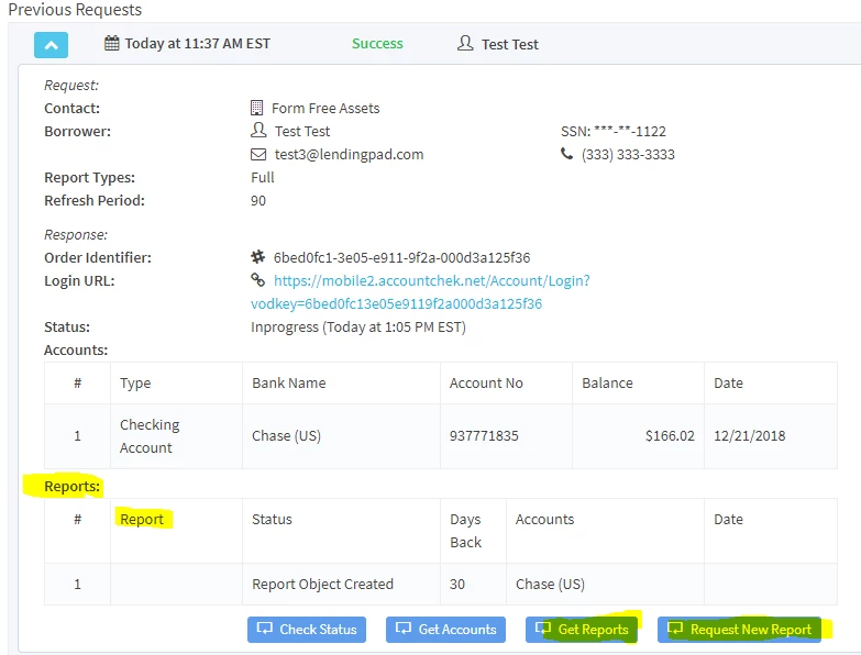 How to Run Form Free Asset Verification Integration