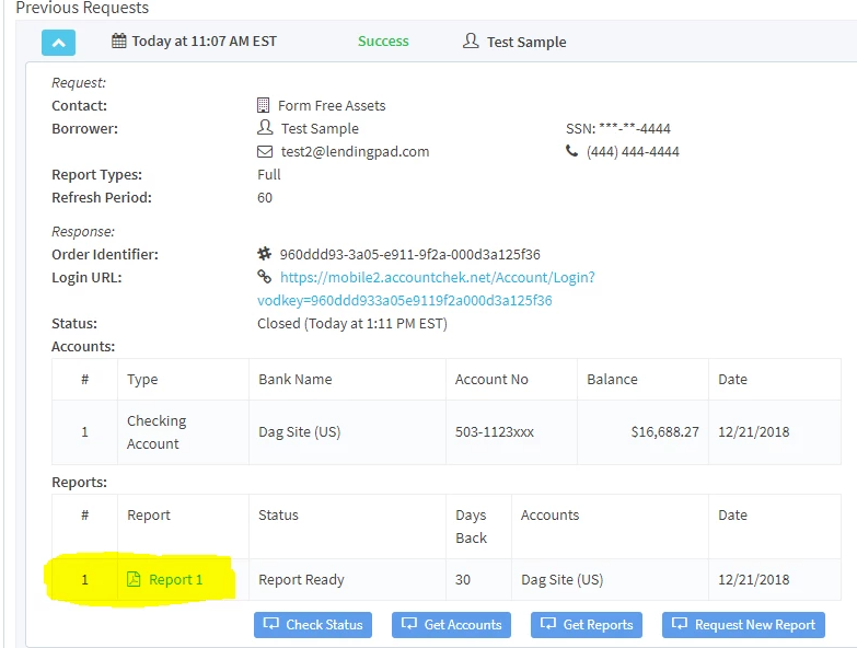 How to Run Form Free Asset Verification Integration